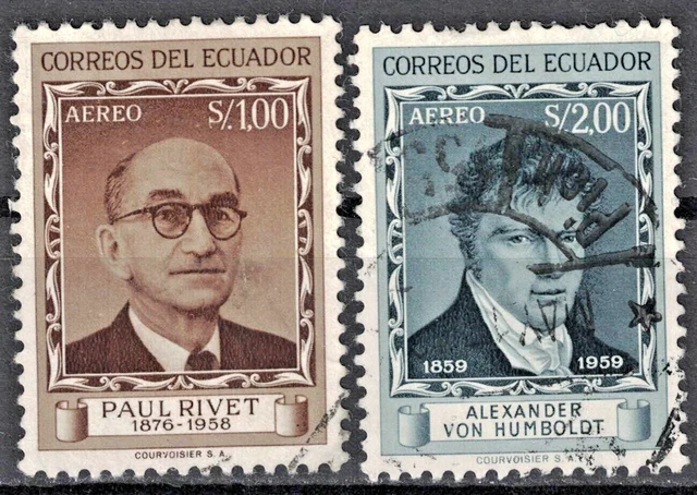 ECUADOR:1958 SC#C340-C341 USED Paul Rivet, anthropologist. Alexander vo ...