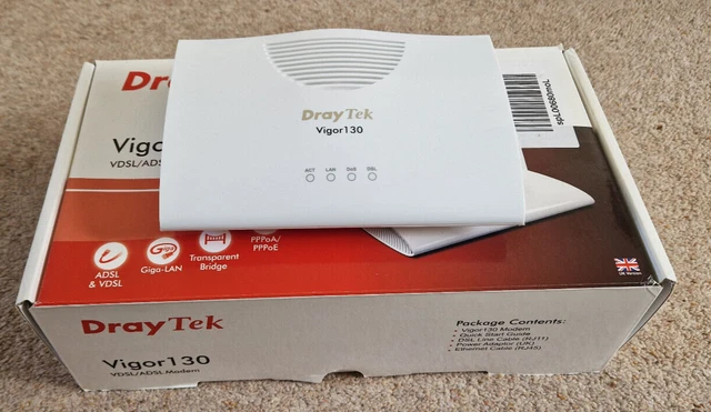 DRAYTEK VIGOR 130 ADSL2+/VDSL2 (FTTC/BT Infinity) Ethernet Modem PPPoE ...