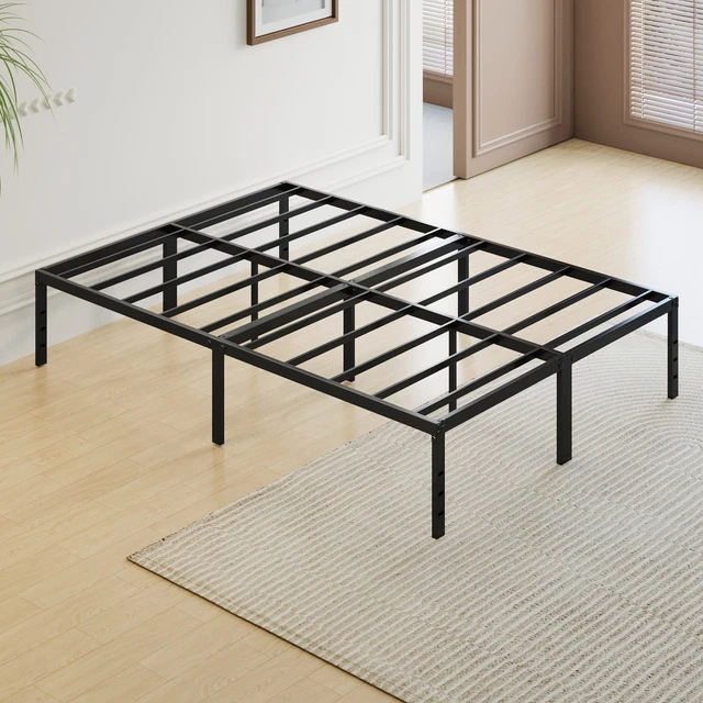 METAL IRON BED Frame Bases Heavy-duty Metal Platform Bed Black Height ...