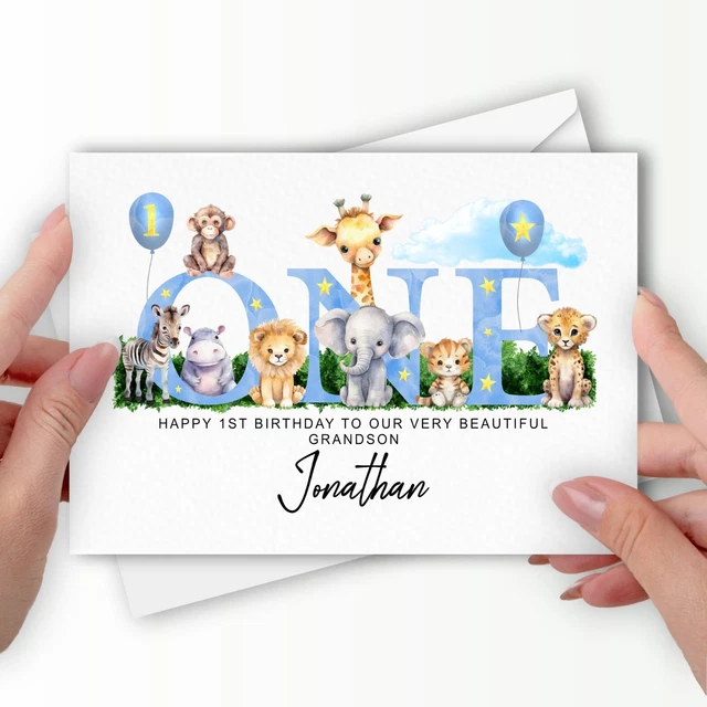 PERSONALISED BIRTHDAY CARD Safari 1st 2nd 3rd 4th 5th Son Grandson Nephew £2.99 - PicClick UK