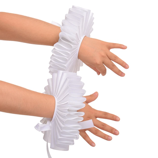 RENAISSANCE ELIZABETHAN RUFFLE Wrist Cuff Tudor Period Gothic Black ...