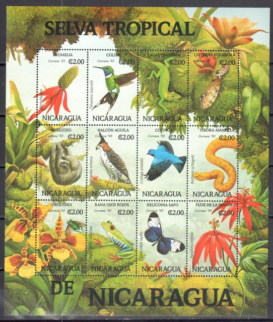 NICARAGUA 1994 FAUNA, Flora - Insects - butterfly - Mi. 3236-47 sheet ...