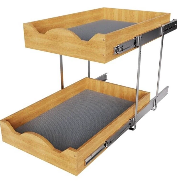 PULL OUT DRAWERS for Cabinets 14"W X 21"D, 2 Tier Heavy-Duty Slide Out ...