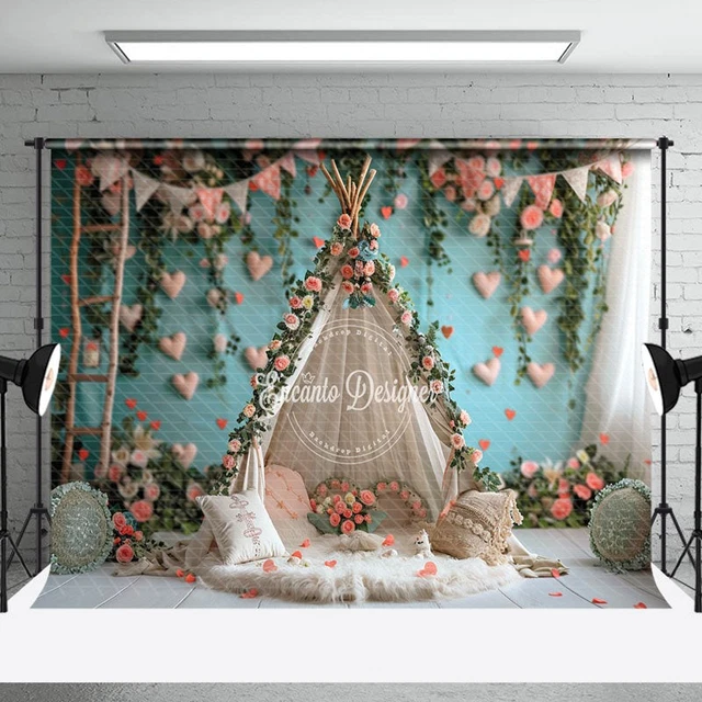 TEAL WALL PINK Floral Tent Wedding Photo Backdrop $37.90 - PicClick AU
