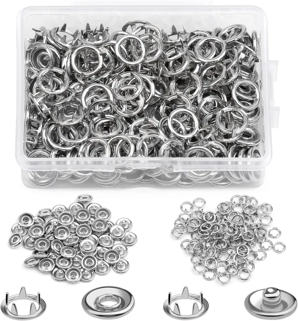 50 SETS SNAP Button, 9.5Mm Metal Silver Snaps Buttons for Sewing and ...