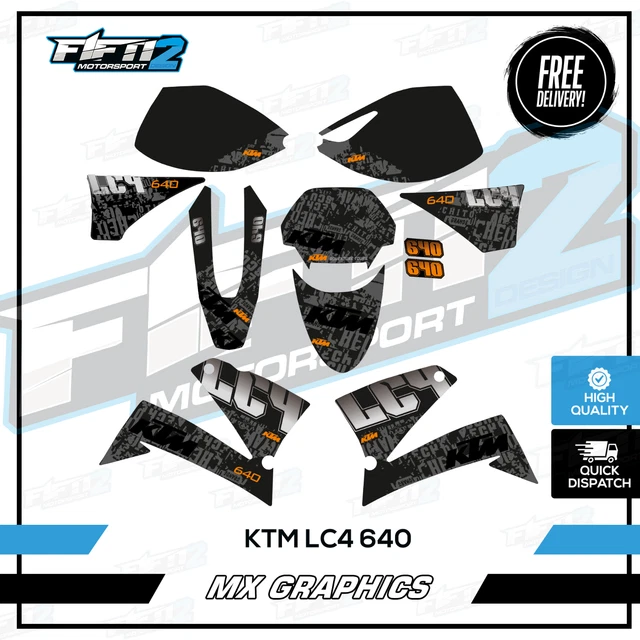 MID RANGE KTM LC4 640 Graphics Kit Stickers Decals Racing MX Supermoto ...