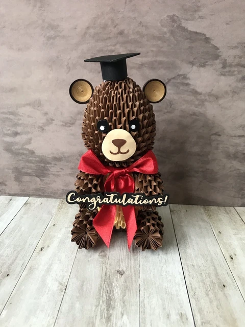 ORIGAMI 3D TEDDY Bear Graduation, Graduation Cap, Papercraft Paper Art ...
