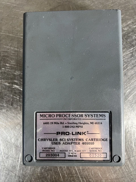 MICRO PROCESSOR SYSTEMS Pro Link Chrysler Systems Cartridge Model No ...