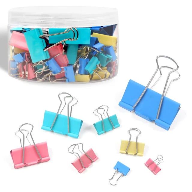 125 PCS ASSORTED Sizes Binder Clips for Paperwork Chip Bags Office ...