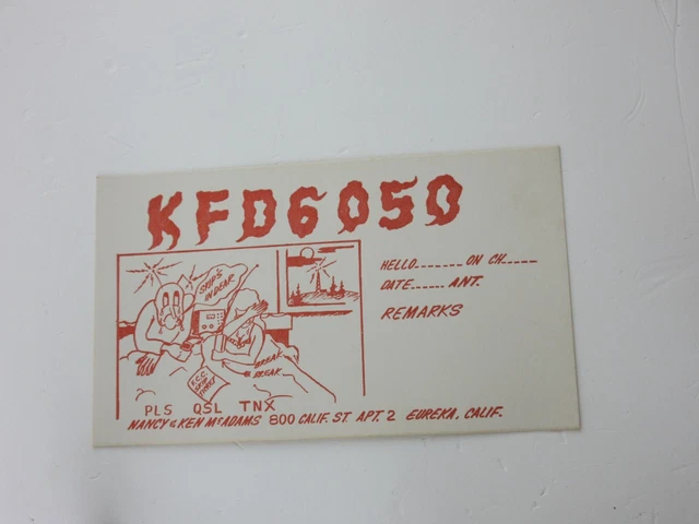 VINTAGE CB RADIO QSL Postcard Card - KFD 6050 - Eureka, CA $9.45 - PicClick