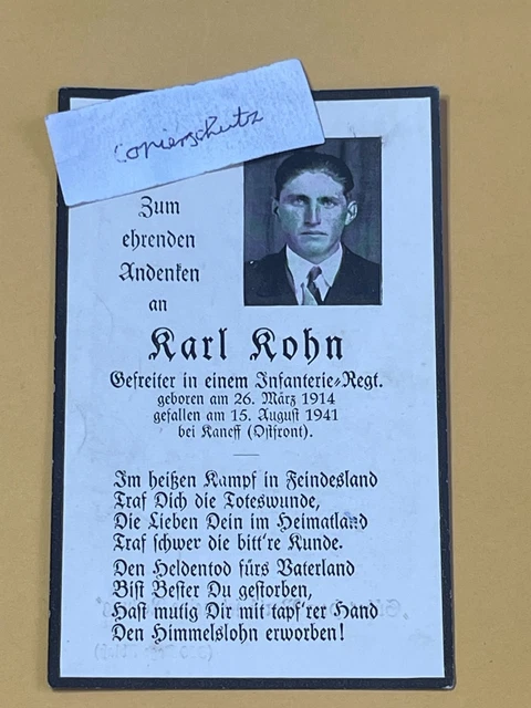 STERBEBILD 2WK.GEFR I e Inf-Regt 1941 b Kaneff EUR 5,00 - PicClick DE