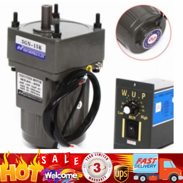 AC GEAR MOTOR Electric Motor Variable Speed Controller 1:15 90 RPM 110V ...