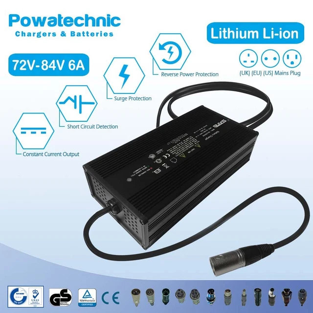 84V 6A LITHIUM-ION 20S Chargeur de Batterie pour 72V Vélo Électrique ...