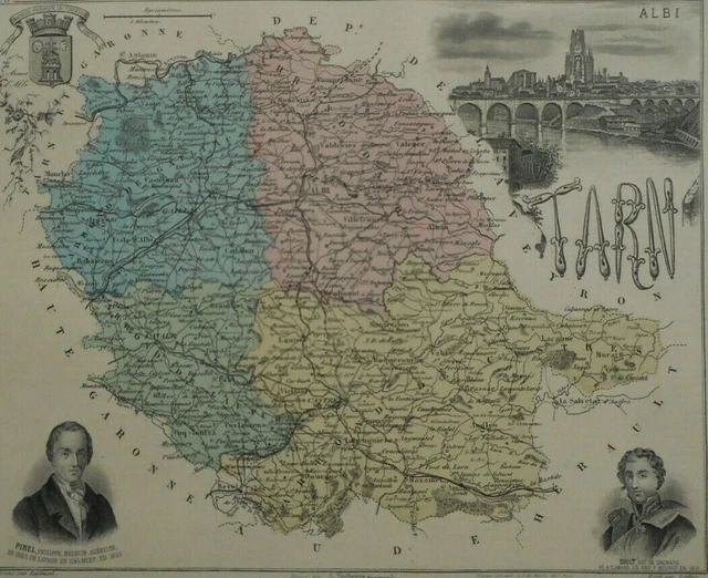 CARTE FRANCE DÉPARTEMENT du TARN 81 par VUILLEMIN Ed MIGEON 1884 EUR 3 ...