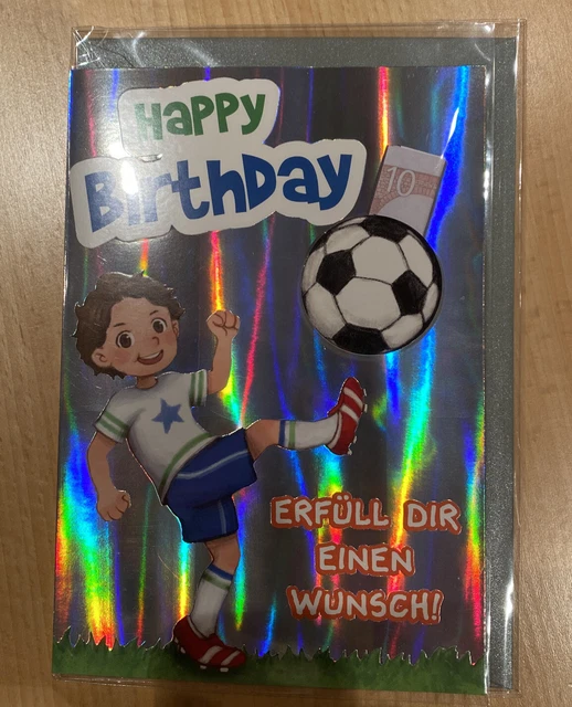 GLÜCKWUNSCHKARTE GEBURTSTAG-FUSSBALL FÜR Geldgeschenk 3D Effekt und Umschlag EUR 2,00 - PicClick DE