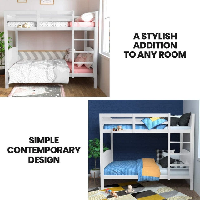 NNEDSZ KINGSTON SLUMBER Single Bunk Bed Frame Solid Pine Wood Timber ...