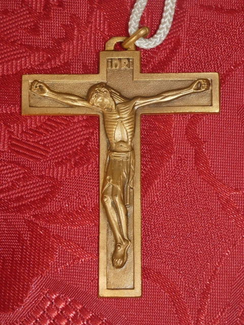 RELIGION CRUCIFIX CROIX Chrisianisme JESUS CHRIST INRI Doré BRONZE ...