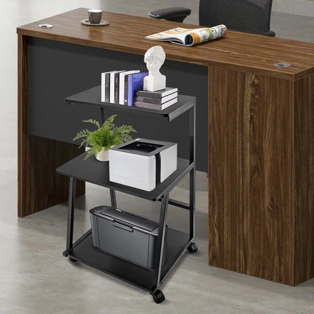 OFFICE 3-TIER LARGE Mobile Printer Stand Rolling Scaner Cart Storage ...