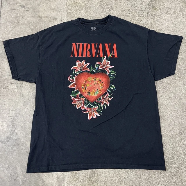 VINTAGE NIRVANA HEART Shaped Box Kurt Cobain Tour Band Tee Black T ...
