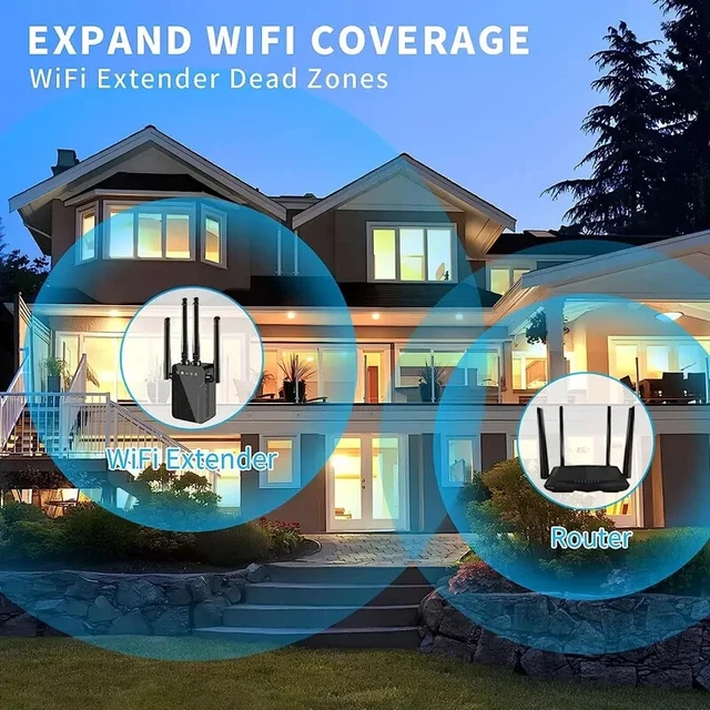 WIFI RANGE EXTENDER Repeater 1200Mbps Wireless Amplifier Router Signal ...