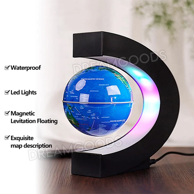 MAGNETIC LEVITATING FLOATING Rotating Globe World Map LED Lamp Light ...
