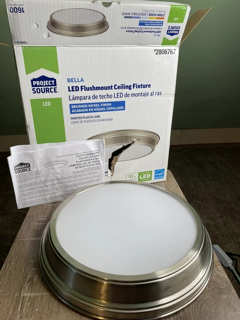 PROJECT SOURCE BELLA LED Flush Mount Ceiling Fixture Lights - Brushed ...