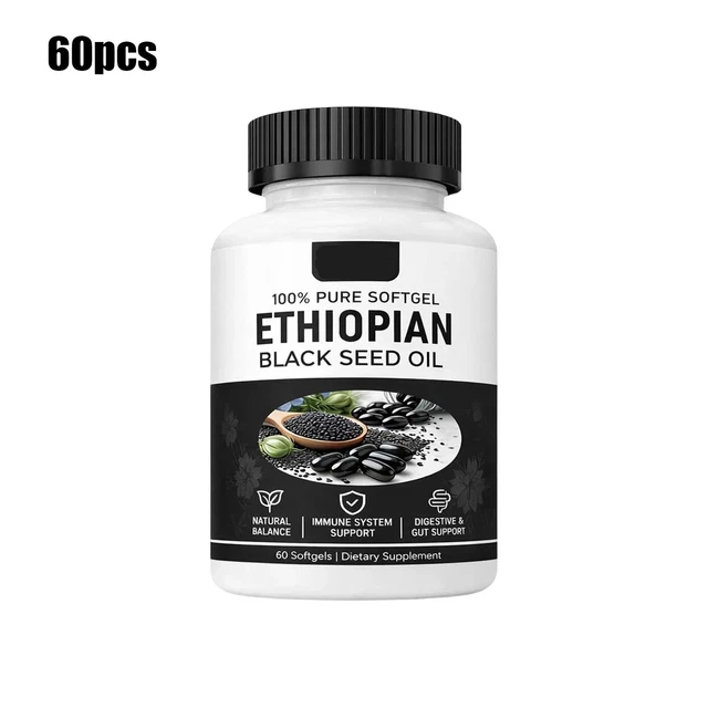 ETHIOPIAN BLACK SEED Oil Softgels |4.64% Thymoquinone |Gluten-Free60 ...