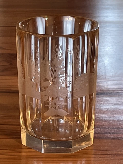 ANDENKEN GLAS TEPLITZ Ansichten Biedermeier 19. Jhd. Original ...
