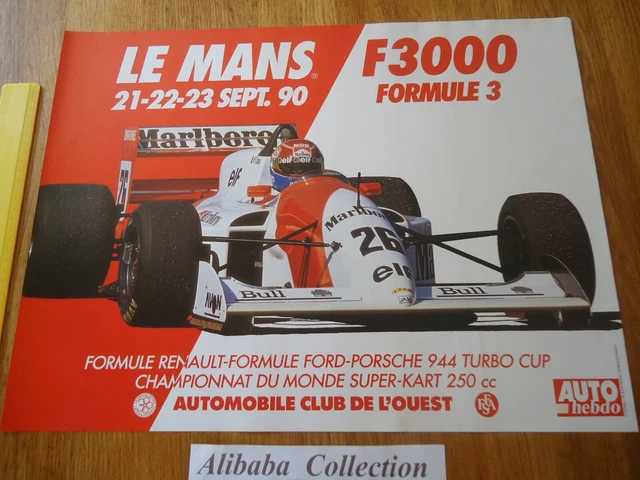 POSTER ORIGINAL F3000 F 3000 Le Mans 1990 Affiche Aco 24H Formule EUR ...