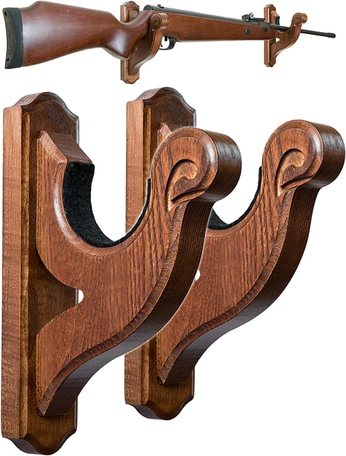 SINGLE RIFLE SHOTGUN Gun Wall Mount Display Rack Gun Hanger Wood for ...