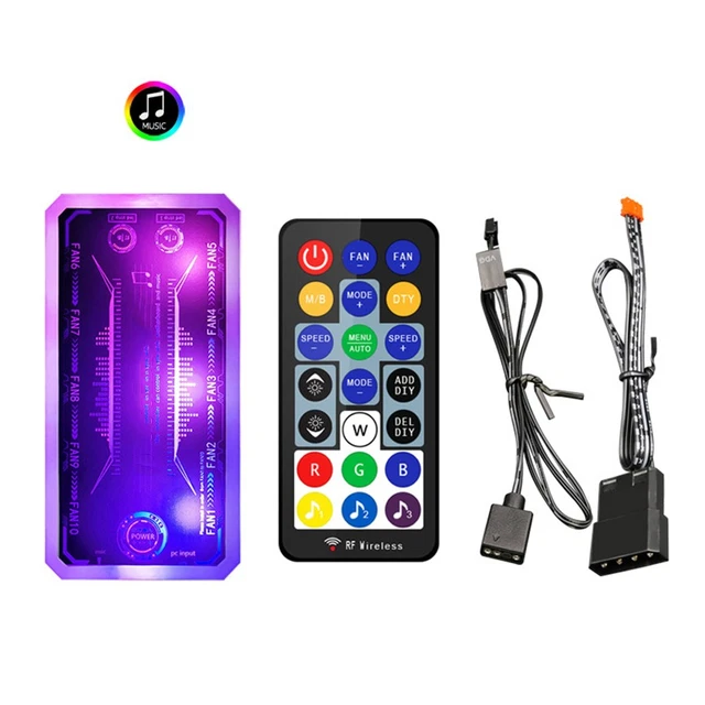 MUSIC RGB FAN Controller 12cm Remote Control Computer PC Case PC ...