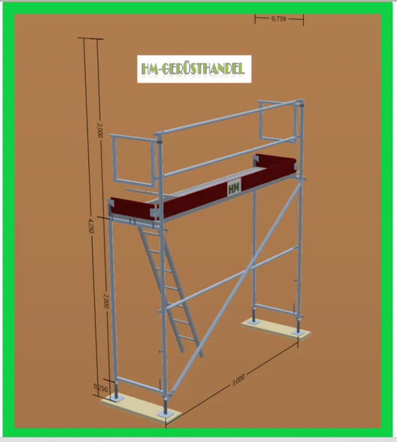 NEU GERÜST BAUGERÜST Fassadengerüst 15,5qm AF Stahlrahmen Feldlänge 3,00m Neu EUR 920,00 ...