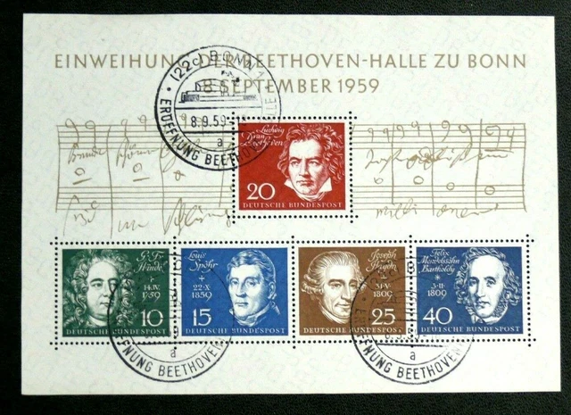 TIMBRES D'ALLEMAGNE : RFA 1959 YVERT BF N° 1 BEETHOVEN HALLE Obli 1er ...