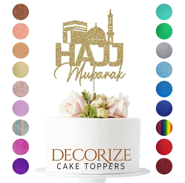 HAJJ MUBARAK GLITTER Cake Topper Islamic Makkah Madinah Pilgrimage ...