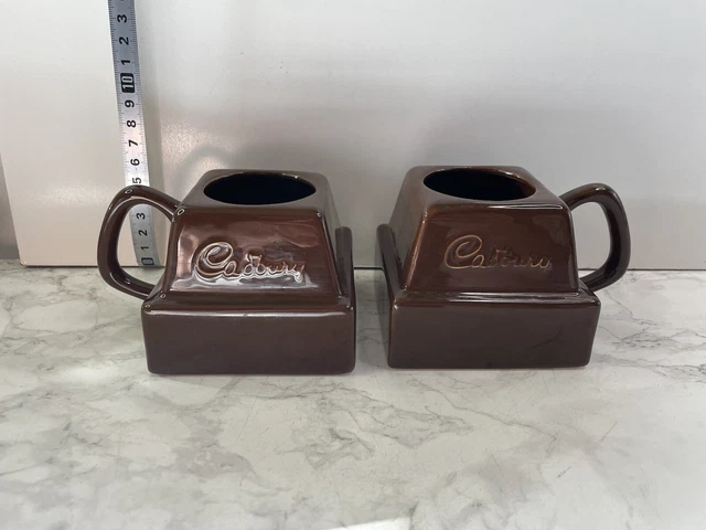 CADBURY DAIRY MILK Chocolate Square Chunk Mugs collectors item Cups X2 ...