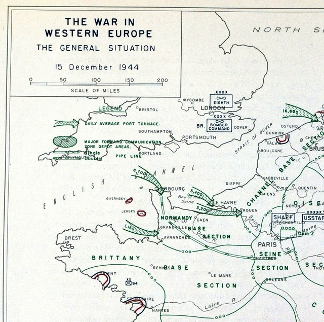 WEST POINT WWII Map Normandy to Liberation of France Dec 1944 Allied ...