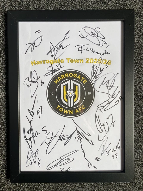 HARROGATE TOWN FC Football Club 2025/26 Season Hand Signed Framed A4 ...