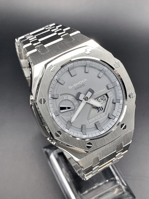 CASIO G-SHOCK GA-2100-ET-8AER-METAL Casioak Mod- Grey Dial Silver ...