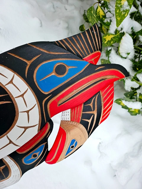 NORTHWEST NATIVE AMERICAN Indigenous carved cedar Penguin authentic ...