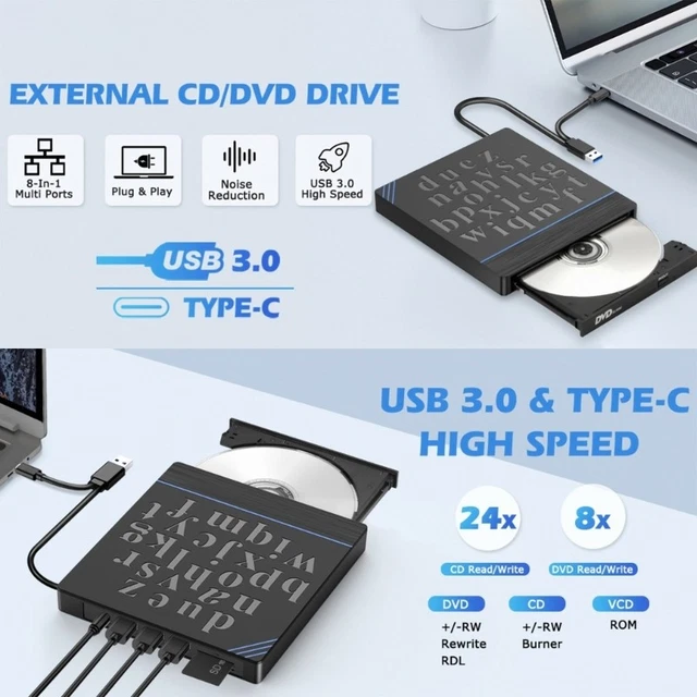 PORTABLE DVDS WRITER USB C Hubs Highly Speed Data Transfer MultiDevice ...
