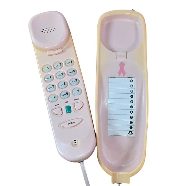 AMERICAN TELECOM BREAST Cancer Pink Ribbon Corded Push Button Telephone ...