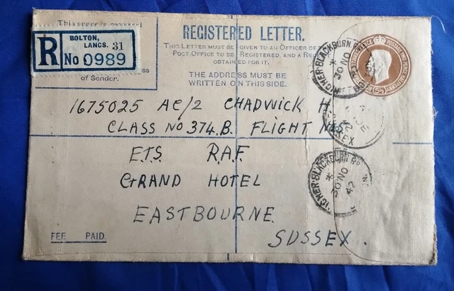BUSTA LETTERA RACCOMANDATA Seconda Guerra Mondiale 1942 ~ Inviata A Raf ...