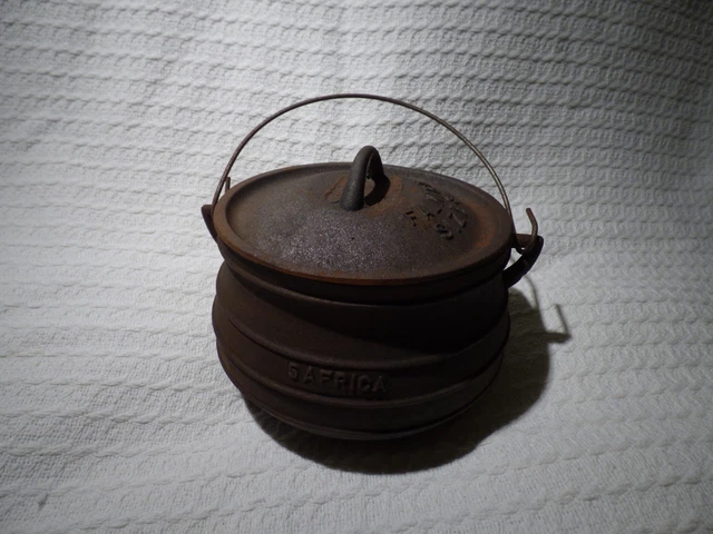 VINTAGE FALKIRK CAST Iron South African Potjie Cauldron Cooking Pot ¾ £ ...