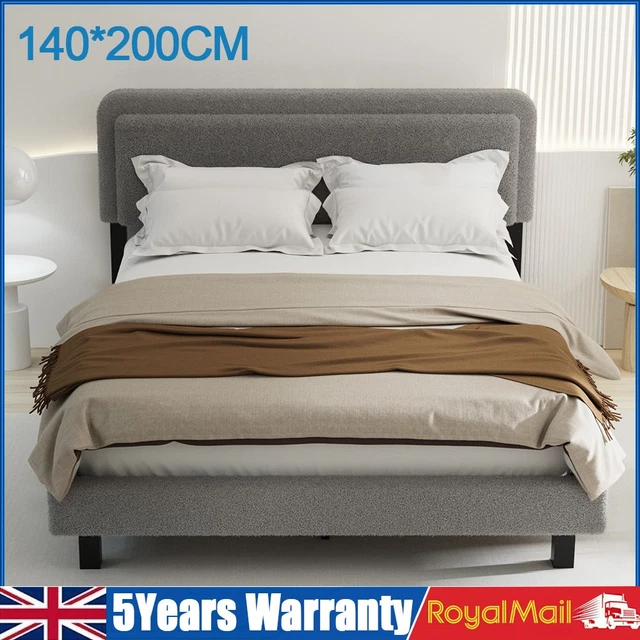 4FT6 DOUBLE SIZE Bed Frame Panel Plush Velvet Upholstered Bed Frame 140 ...