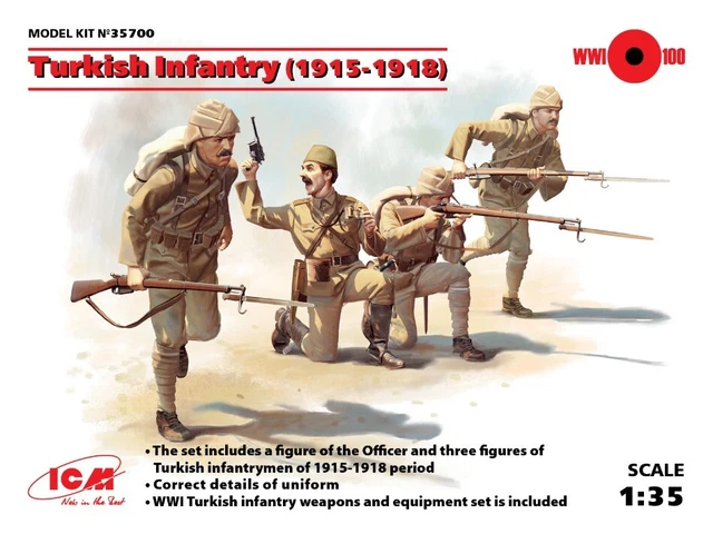 MINIATURE SOLDATS MODEL Kit Dioramas ICM Turkish Infantry 1915-1918 4 ...