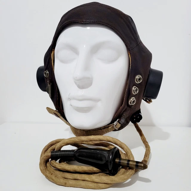 WW2 RAF FLYING Helmet Type C Wired With Loom, Receivers Wwii Leather ...