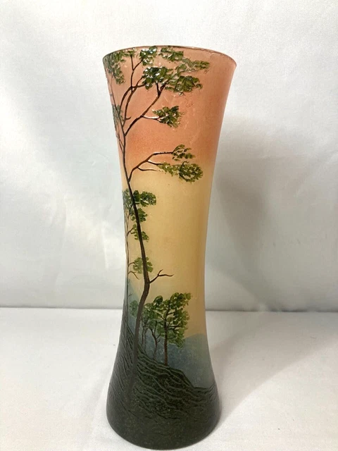 LEGRAS, ART NOUVEAU vase en verre émaillé décor paysage vers 1900 EUR 230,00 - PicClick FR
