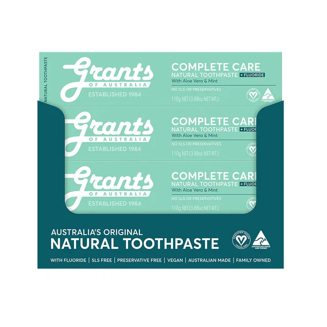 12 GRANTS NATURAL Toothpaste Complete Care Fluoride w/ Aloe Vera & Mint ...