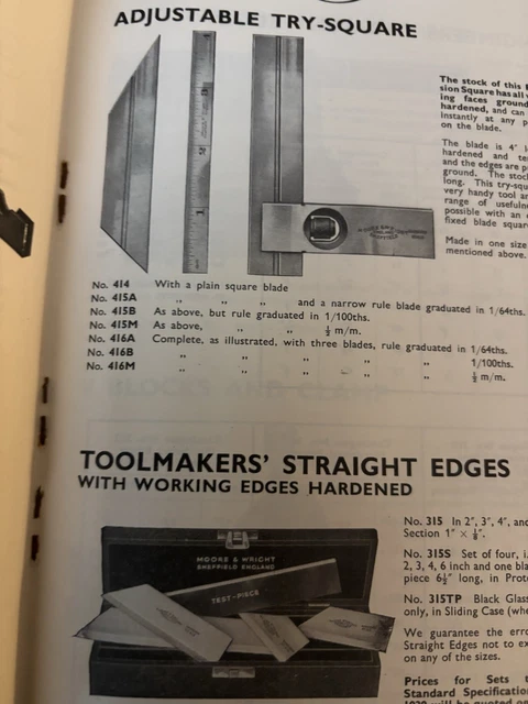 VINTAGE MOORE & Wright Catalogue Sheffield 1958 Precision & Hand Tools ...