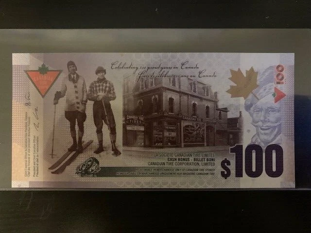 ULTRA RARE $100 Canadian Tire 100th Anniversary commemorative note ...